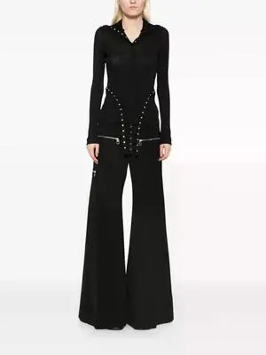 Chloé Wool Blend Zip-pocket Flared Trousers