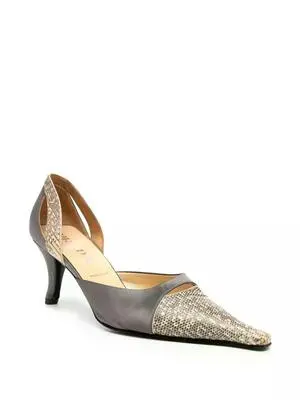 Prada Pointed Toe Snakeskin Detail High Heel Pumps