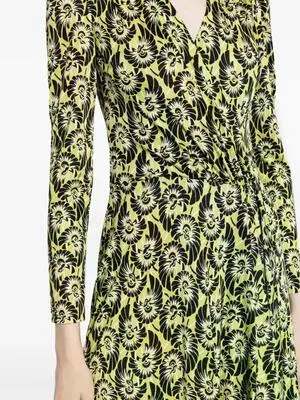 Prada Abstract Print Silk Wrap Dress