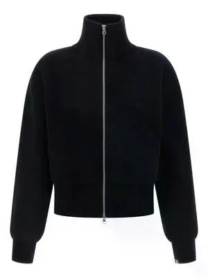 Extreme Cashmere N°385 Xtra Cute High-neck Zip Cardigan - Black