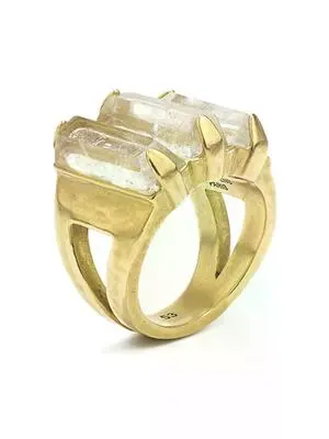 GOOSSENS Emerald-cut Crystal Three Row Cut-out Ring - Gold