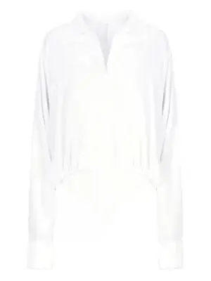 Norma Kamali Collared Long-sleeve Top