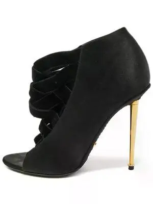 TOM FORD 110mm Satin Open-toe Booties With Velvet Detail