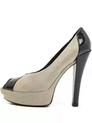 LOUIS VUITTON Patent-leather Platform Peep-toe Pumps - Neutrals