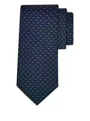 FERRAGAMO Gancini Pattern Jacquard Silk Tie - Blue