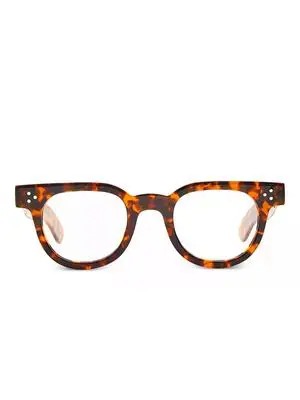 JULIUS TART OPTICAL Stud Round-frame Eyeglasses - Brown