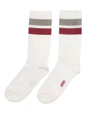 AUTRY Striped Crew Socks - White