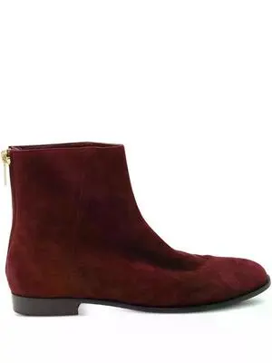 JIMMY CHOO Suede Ankle Boots With Rear Zip Fastening - Red