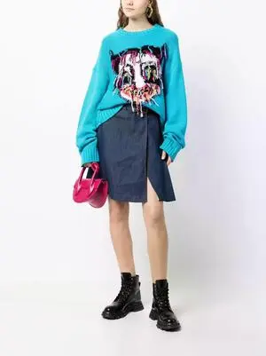 Balenciaga Toggle-fastened Flared Denim Skirt