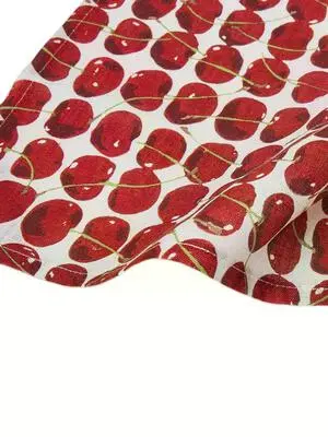 La DoubleJ Cherries Set Of Two Linen Napkins - Red