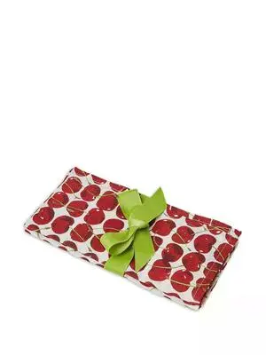 La DoubleJ Cherries Set Of Two Linen Napkins - Red