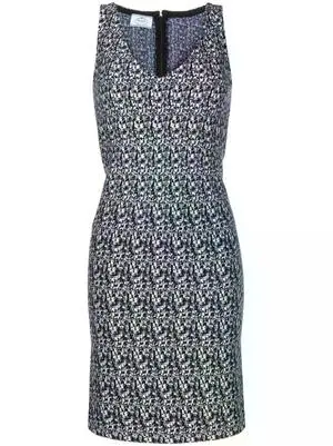 Prada Abstract Print Knit V-neck Sleeveless Dress