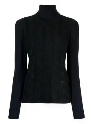 Valentino Garavani Roll Neck Lace-panelled Jumper - Blue