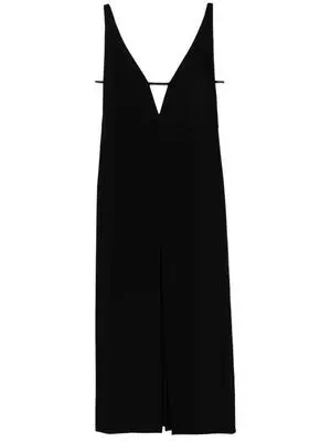 THE ROW V-neck Slip Dress With Front Slit - Black