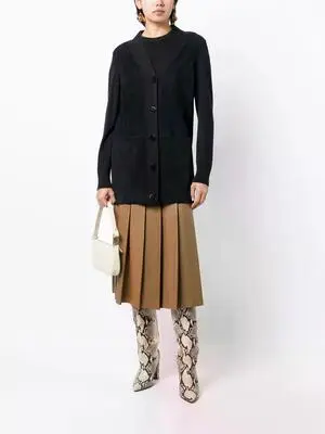 Hermès V-neck Suede Cardigan