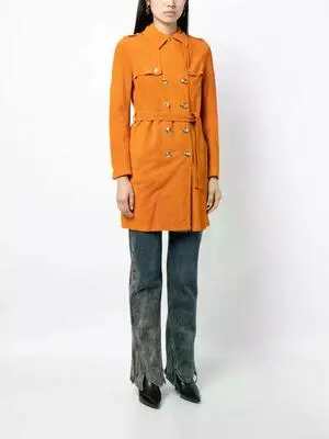 Gucci Perforated Suede Trench Coat - Orange