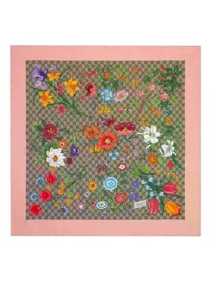 Gucci Gg Flora Scarf - Neutrals