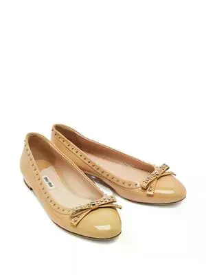 Miu Miu Studded Patent Leather Ballet Flats