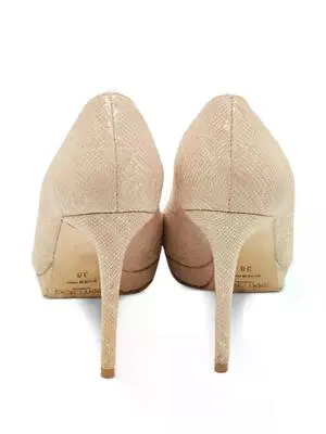 JIMMY CHOO Embossed Leather Stiletto Platform Sandals