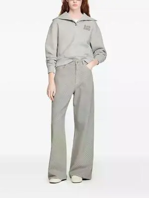 Sandro Rhinestone Embellished Wide-leg Jeans