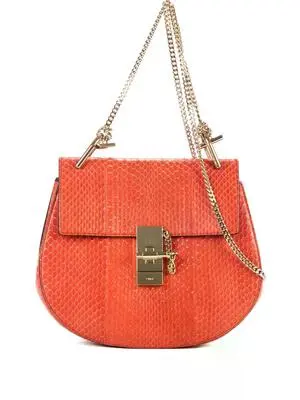 Chloé Small Drew Snakeskin Shoulder Bag - Orange
