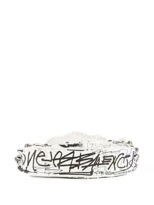 Balenciaga Le Cagole Graffiti Shoulder Bag - White