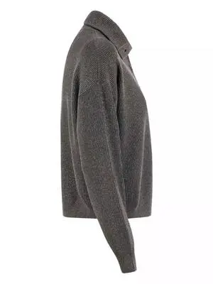 Brunello Cucinelli Ribbed Knit High Collar Sweater