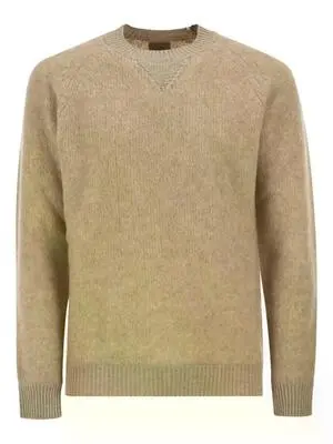 RAKKI Crew Neck Raglan Sleeve Sweater With Ribbed Trims - Neutrals