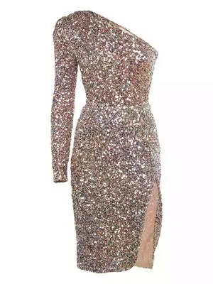 BRONX AND BRONCO One-shoulder Sequin Embellished Midi Dress - Neutrals