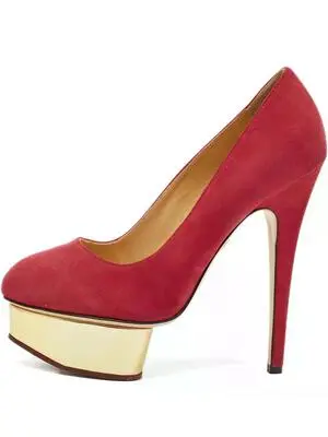 CHARLOTTE OLYMPIA Dolly Platform-heel Suede Pumps - Red