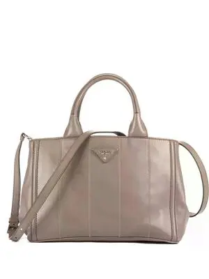 Prada Leather Tote Bag - Neutrals