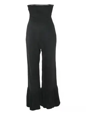 Amanda Uprichard Strapless Flounced Hem Jumpsuit - Black