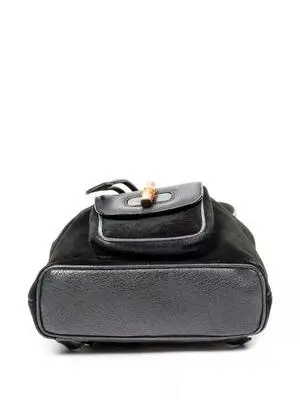 Gucci Suede Bamboo-handle Backpack