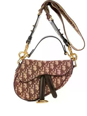 Dior Christian Dior Saddle Monogram Shoulder Bag Brown