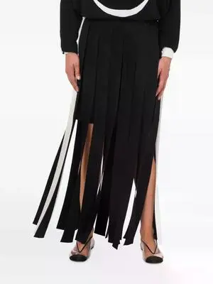 Moschino Pleated Maxi Skirt With Fringe Detail