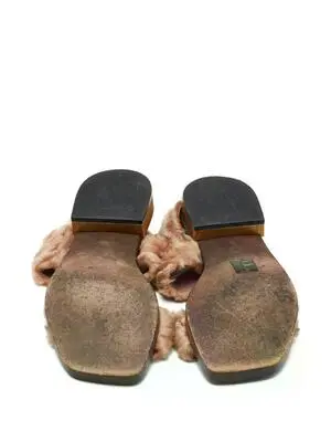Gucci Faux-fur Slingback Low Heel Sandals