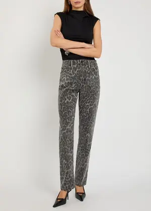Good American Good Icon Leopard Straight-leg Jeans