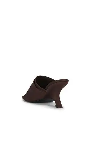 Simkhai Ruched Satin Sculptural Heel Mules