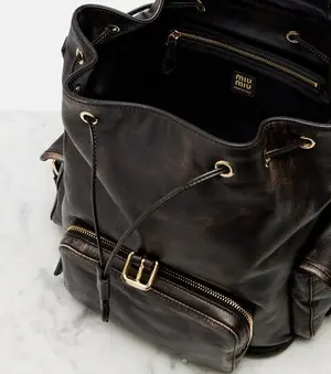 Miu Miu Leather Backpack - Brown