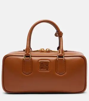Miu Miu Arcadie Large Leather Top-handle Bag - Brown