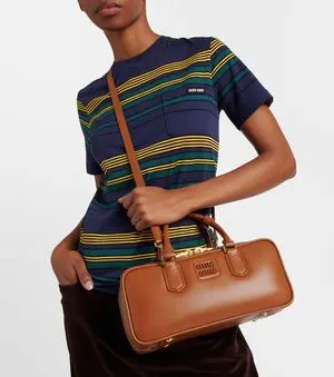 Miu Miu Arcadie Large Leather Top-handle Bag - Brown