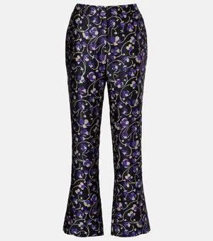 La DoubleJ 24/7 Honeysuckle Jacquard Straight Leg Trousers - Blue