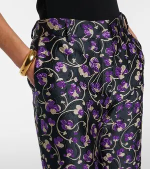 La DoubleJ 24/7 Honeysuckle Jacquard Straight Leg Trousers - Blue
