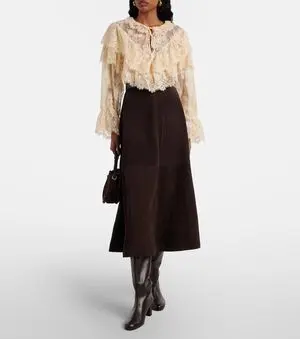 Rixo Faryn Ruffled Lace Blouse In Vintage Cream - Beige