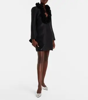 Gucci Silk Mini Dress With Ruffled Neckline