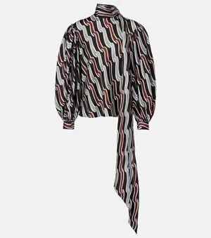 Gucci Printed Tie-neck Silk Twill Blouse - Multicoloured