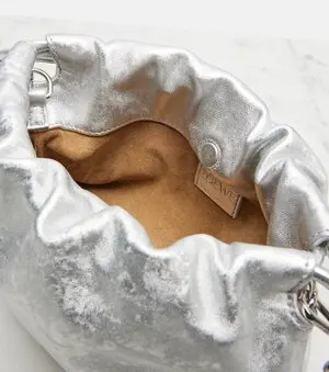 Loewe Flamenco Mini Metallic Leather Clutch