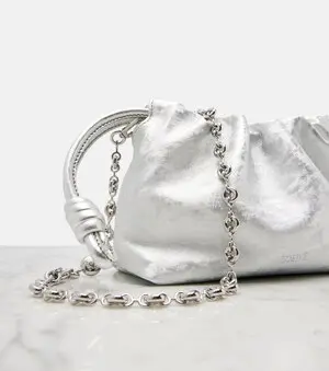 Loewe Flamenco Mini Metallic Leather Clutch