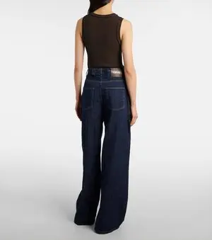 Loewe Belted High-rise Wide-leg Jeans