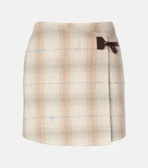 Loewe Wool, Cashmere, Silk, Polyamide, And Viscose Blend Mini Skirt - Beige